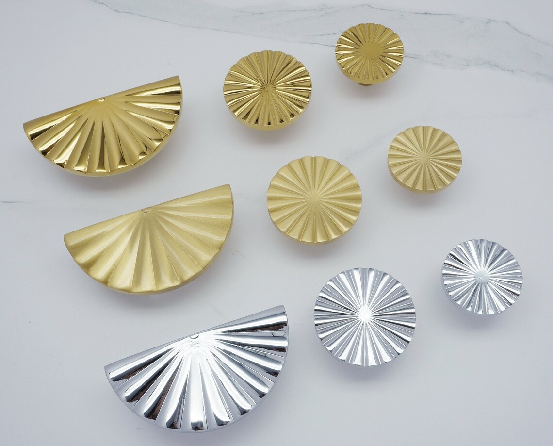 Sunflower Knobs,semicircle Pulls,brass Circle Cabinet Knobs,drawer Pulls,silver Semicircle ...