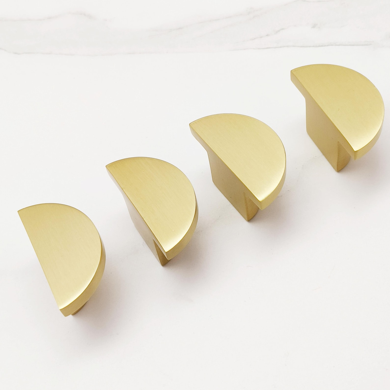 Half-moon Door Knob,brushed Brass Handles,semicircle Pulls,minimalist ...