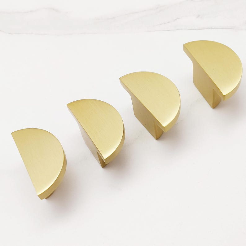 Brushed Brass Half-moon Knob, Modern Cabinet Hardware - Etsy
