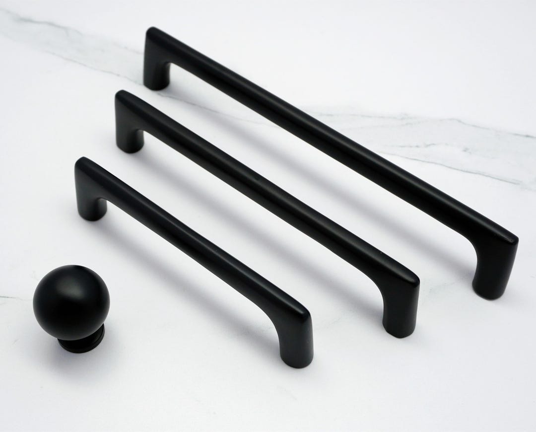 Black Cabinet Pulls,modern Kitchen Handles,matte Black Drawer Pulls,black Ball Knobs,round Pulls ...