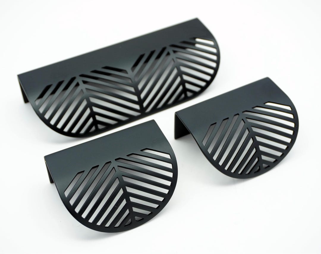 Matte Black Pulls,hollow Leaf Handles, Curved Lip Pull,invisible Drawer Pulls, Lip Pull,solid ...