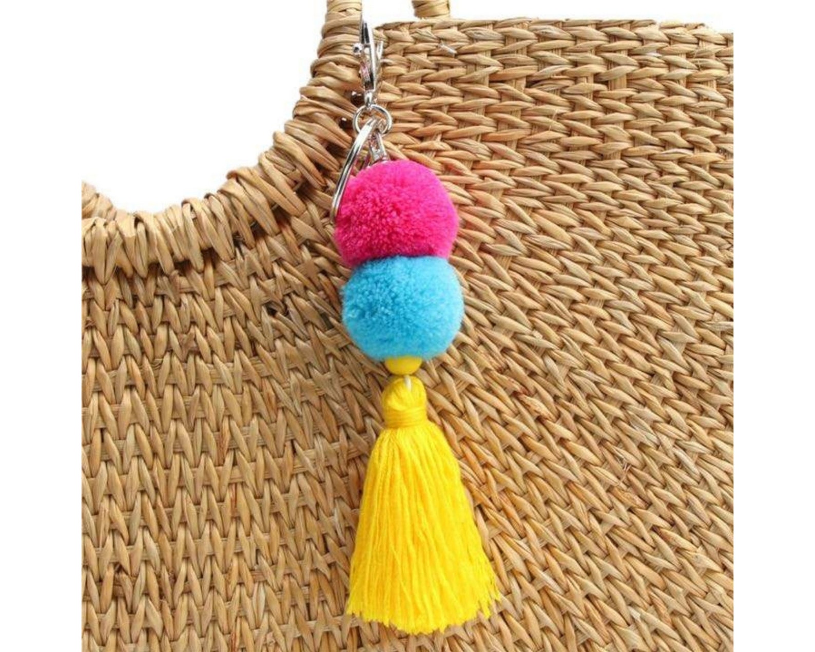 Boho Key Chain Pom Pom Key Chain Tassel Keychain Pouf - Etsy