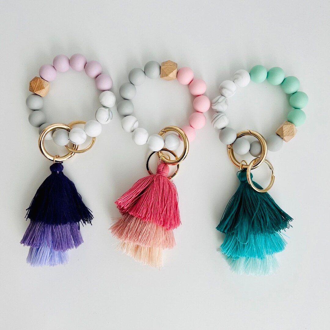 Tassel Bangle Key Ring | Bracelet Key Chain | Wristlet Keychain ...