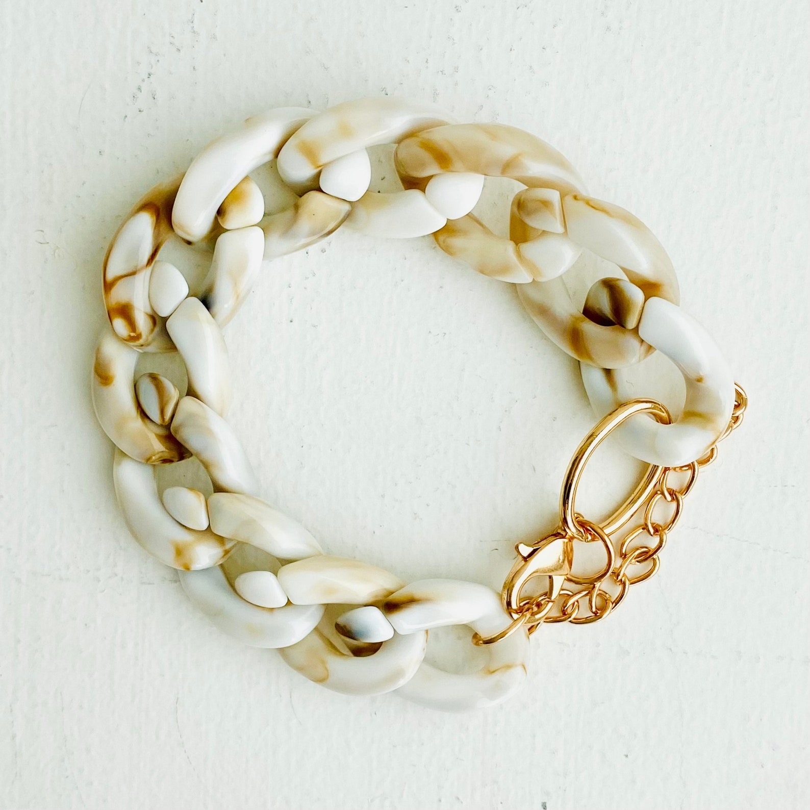 Boho Chain Link Bracelet | Acrylic Bangle Jewelry | Flat Cuban Link ...