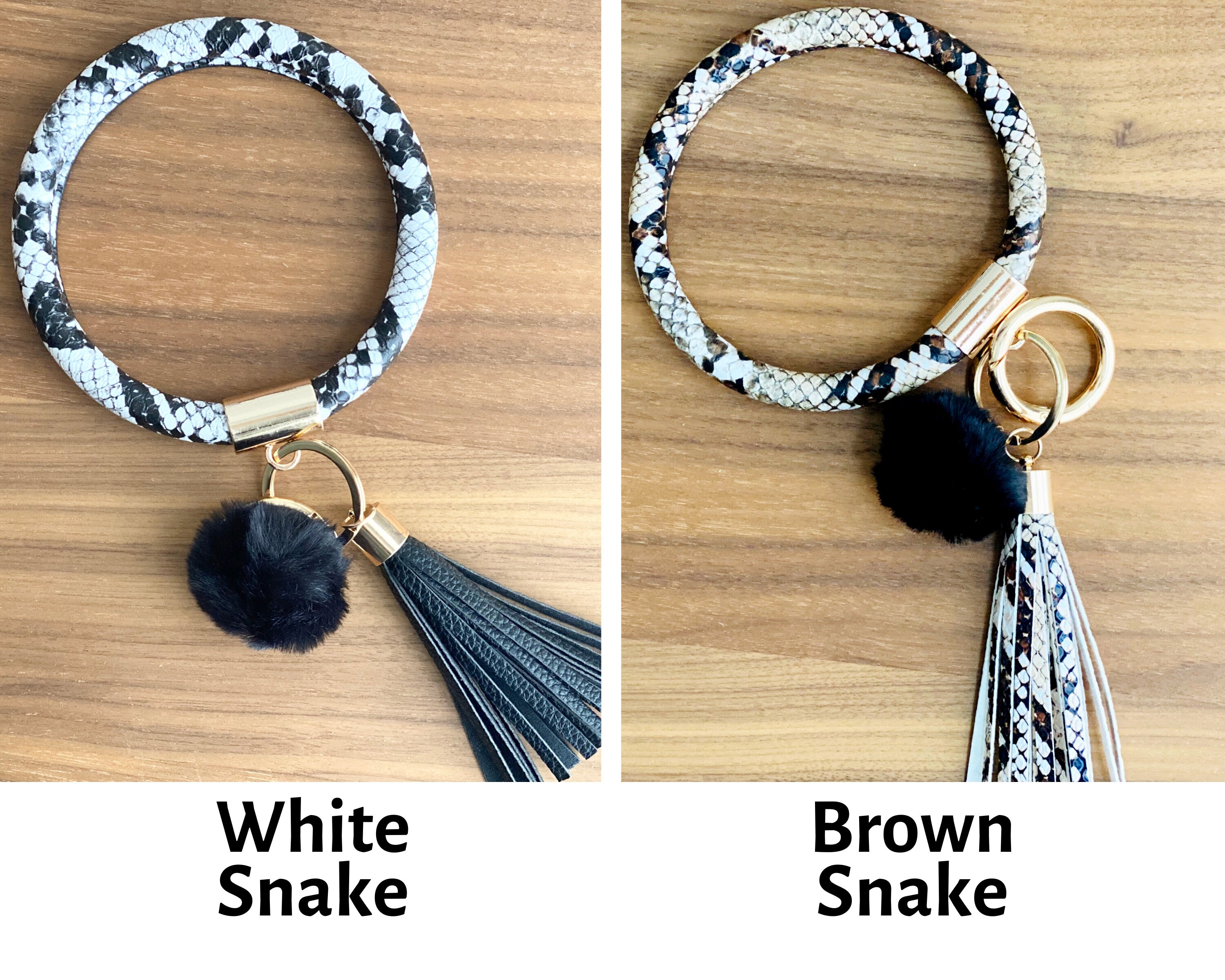 Bangle Key Ring | Bracelet Key Chain | Wristlet Keychain W Pom ...