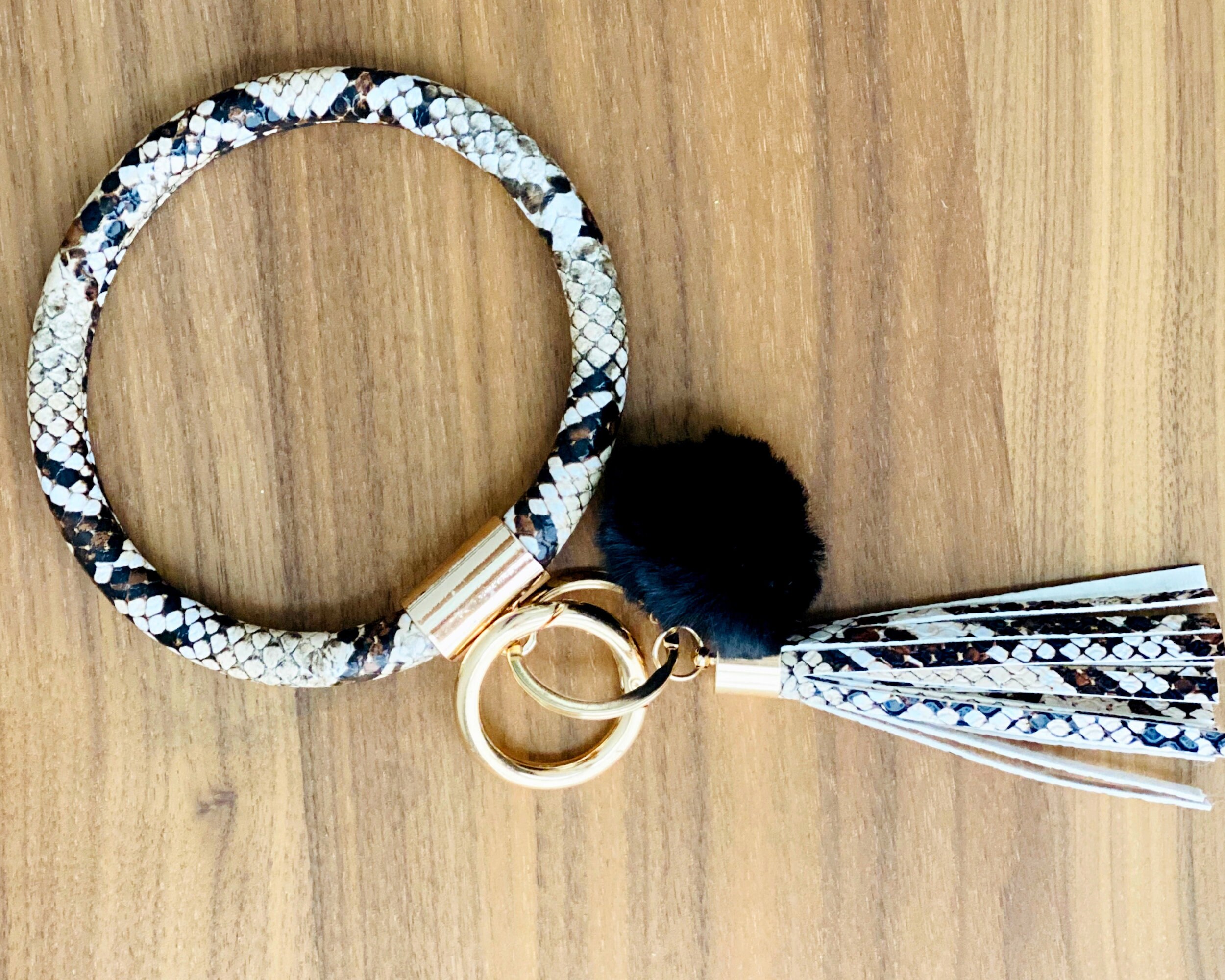 Bangle Key Ring | Bracelet Key Chain | Wristlet Keychain W Pom ...