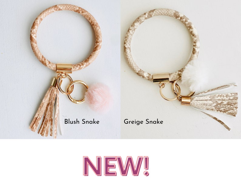 Bangle Key Ring Bracelet Key Chain Wristlet Keychain W Pom - Etsy