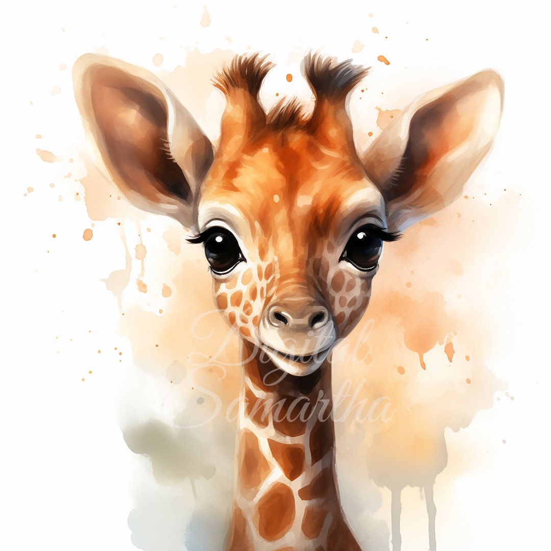 Safari Baby Animals Watercolor Clipart Bundle, Nursery Decor, Animal ...