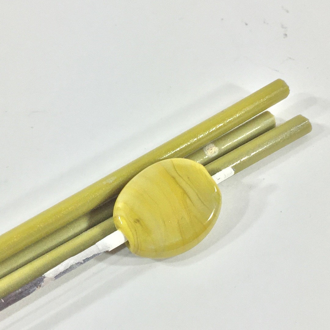 YELLOW OCHER Green Murano Glass. Rare, Discontinued. 4-6mm Vetrofond ...