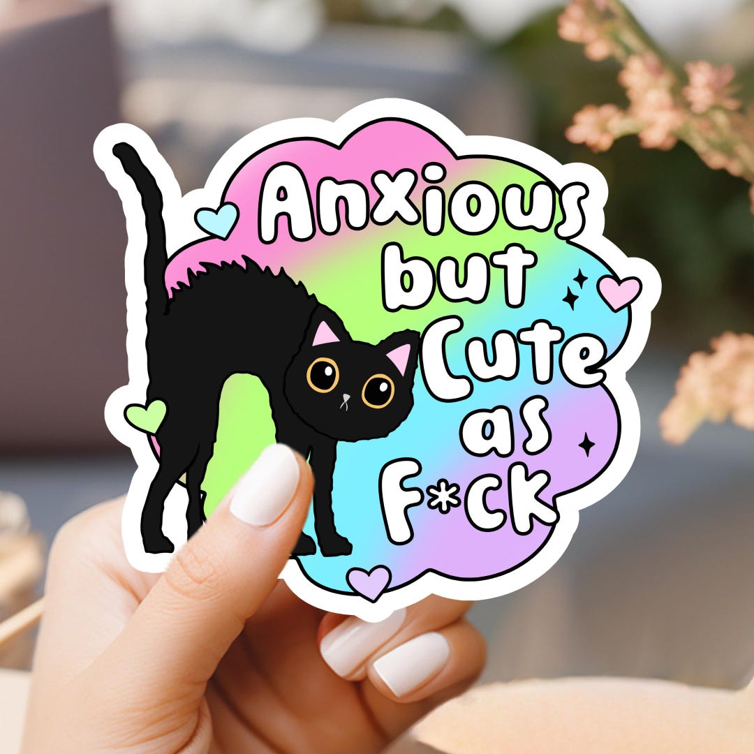Anxious but Cute AF, Waterproof Vinyl Sticker, Book Lovers Gifts ...