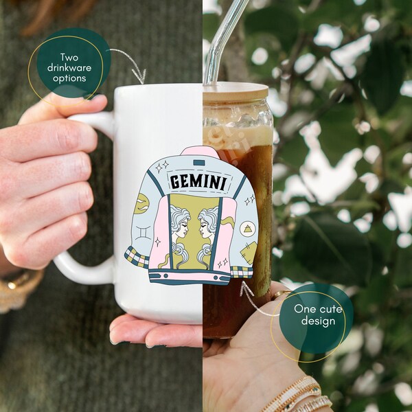 Gemini Iced Coffee Glass - Etsy