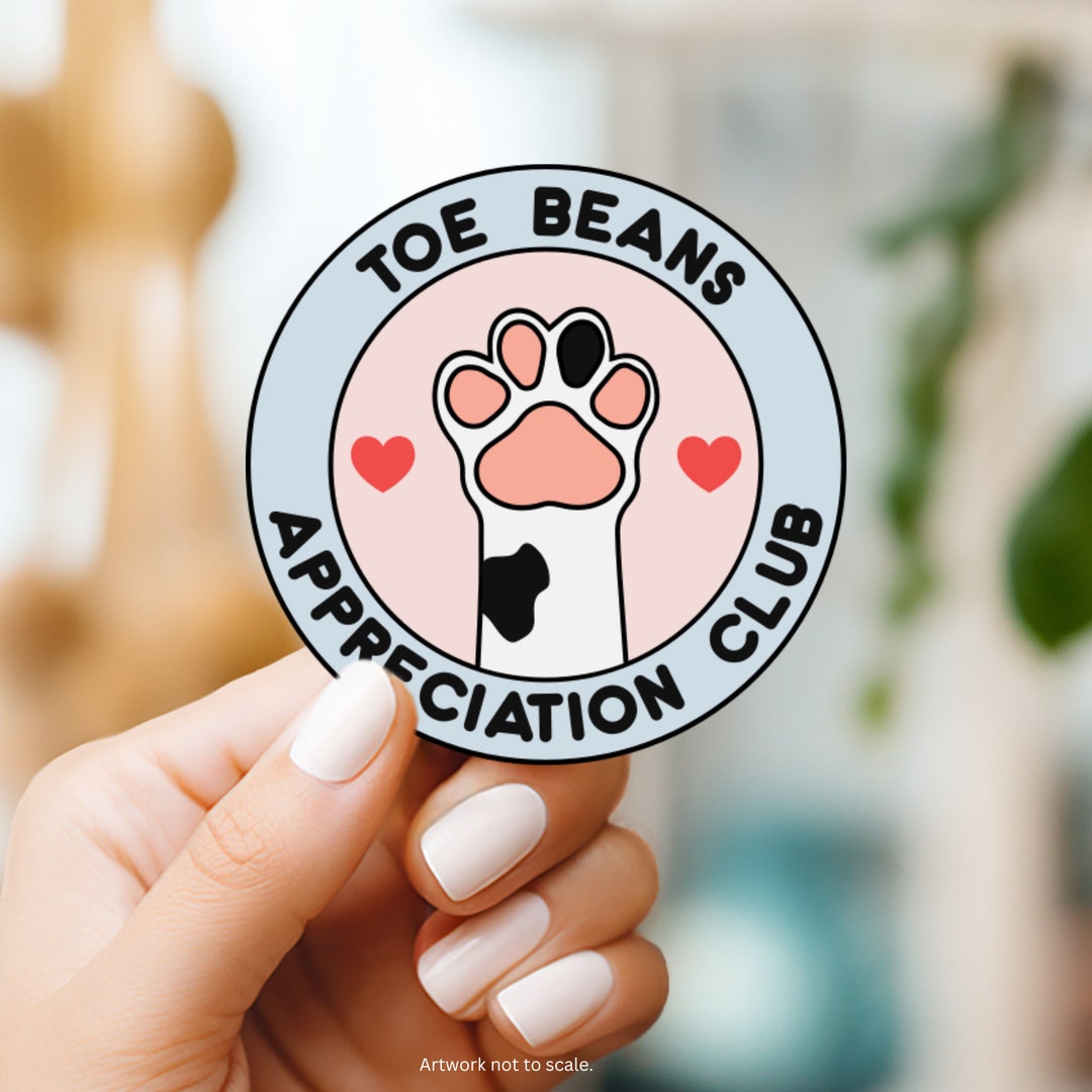 Toe Beans Appreciation Club Kindle Sticker Waterbottle Sticker Cat Mom Sticker Book Sticker Cat ...