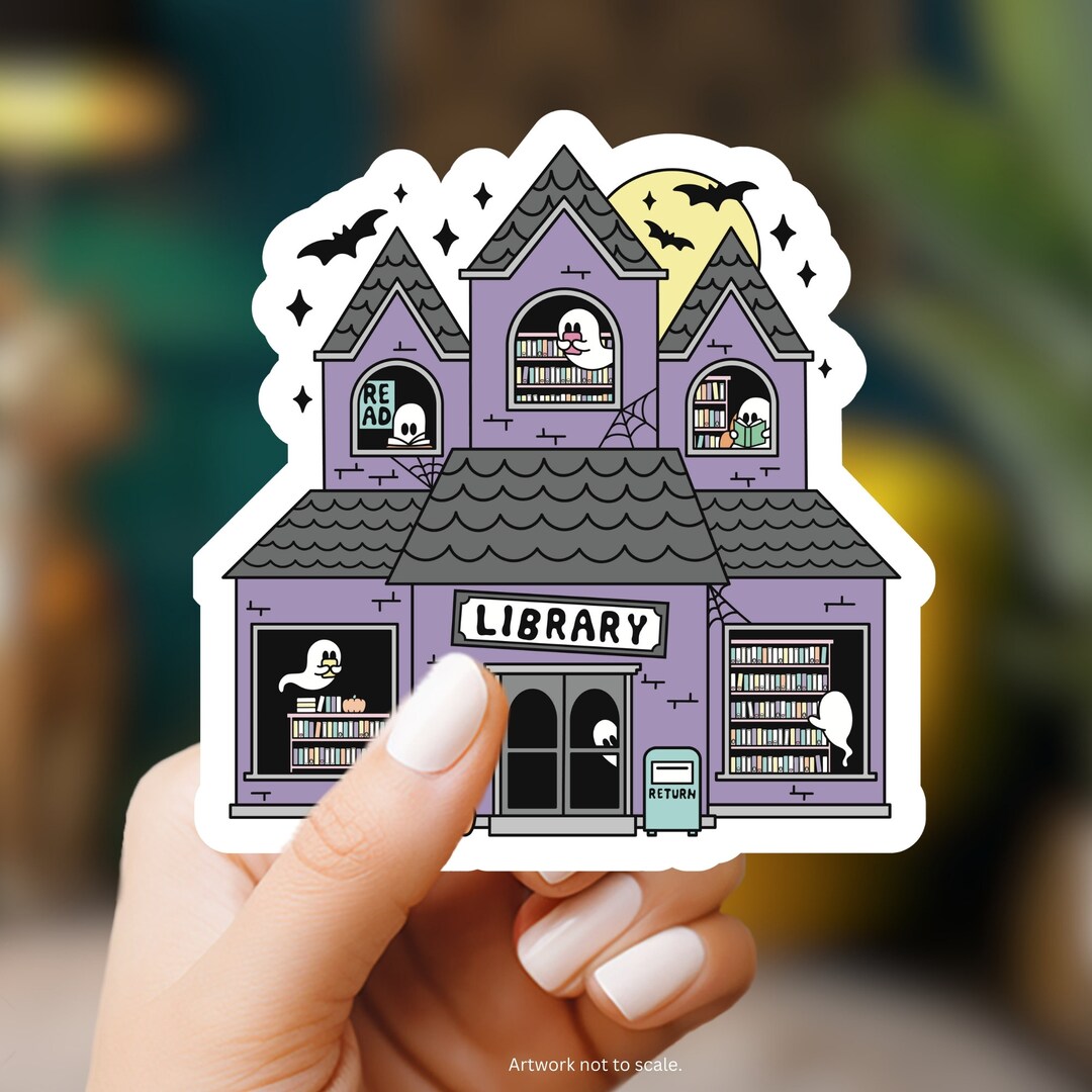 Haunted Library Vinyl Sticker - Waterproof Book Lovers Gift - Kindle ...