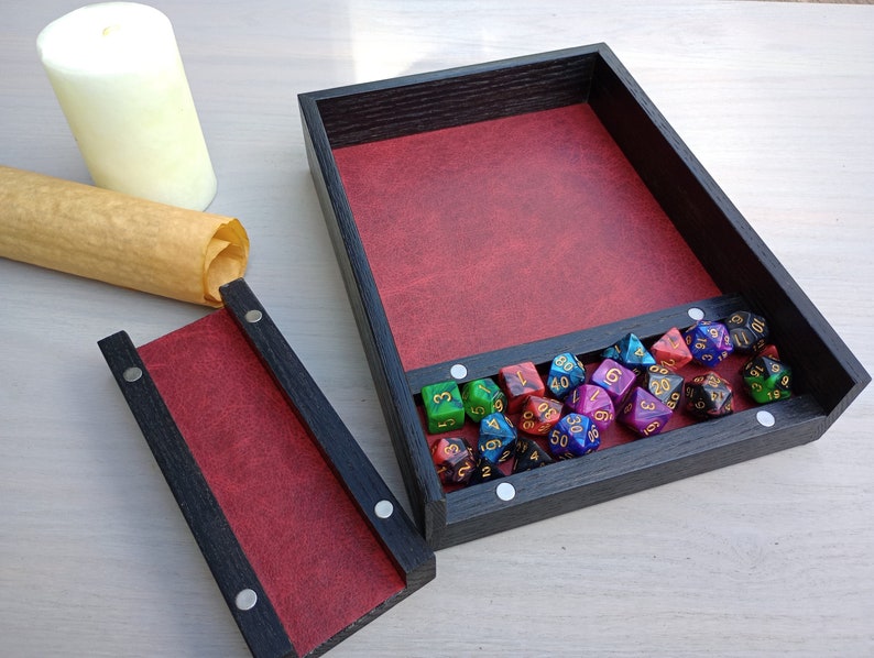 Oak Wood Dice Tray With Lid (dungeons and Dragons, Dice Storage Box, D ...