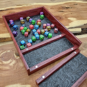 Super Deluxe Oak Wood Dice Tray With Storage (D&D Gift, Dungeons and ...