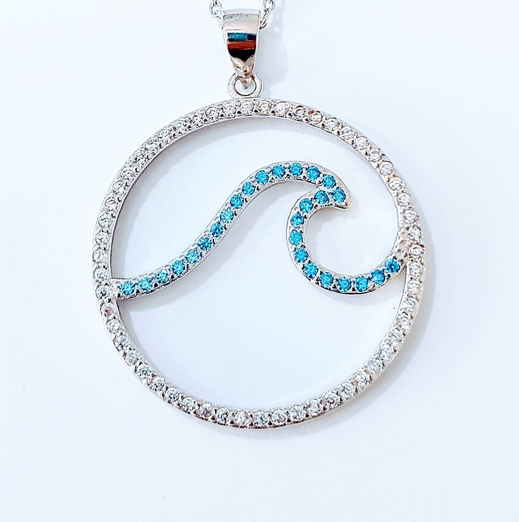 Blue Wave Rhinestone Pendant | Etsy