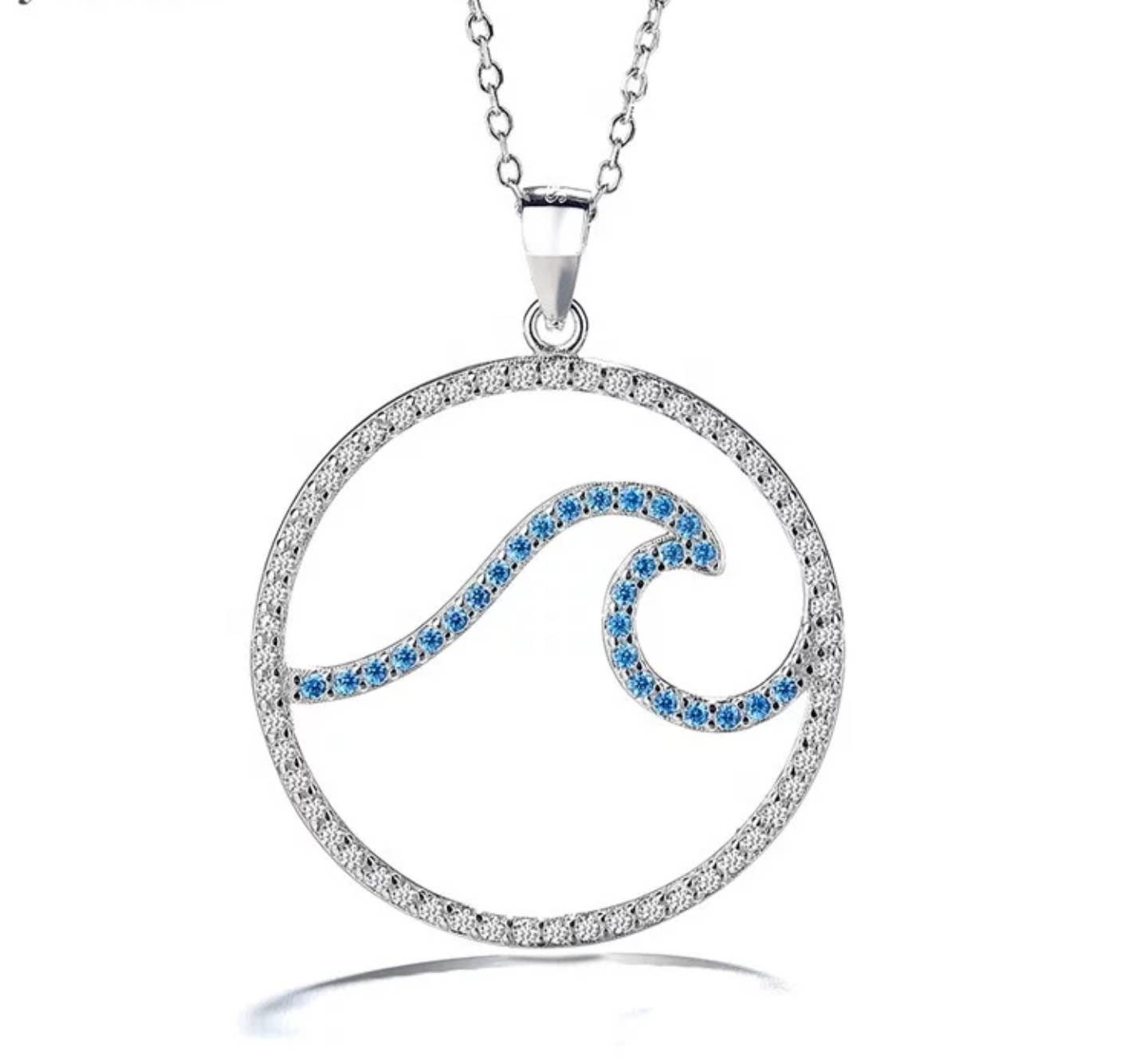 Blue Wave Rhinestone Pendant | Etsy