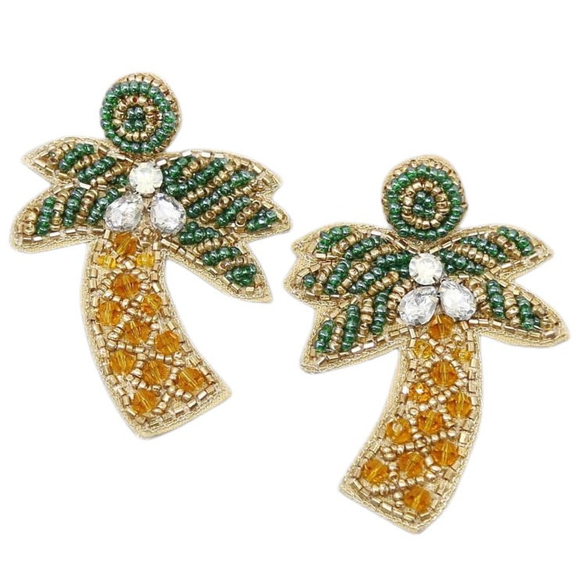 Palm Tree/coconut Tree Beaded Earrings - Etsy