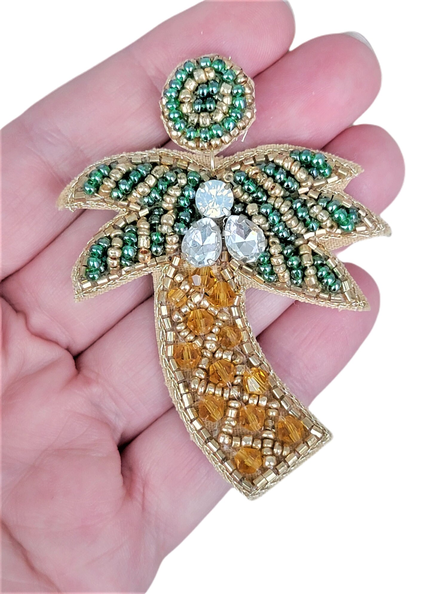 Palm Tree/coconut Tree Beaded Earrings | Etsy