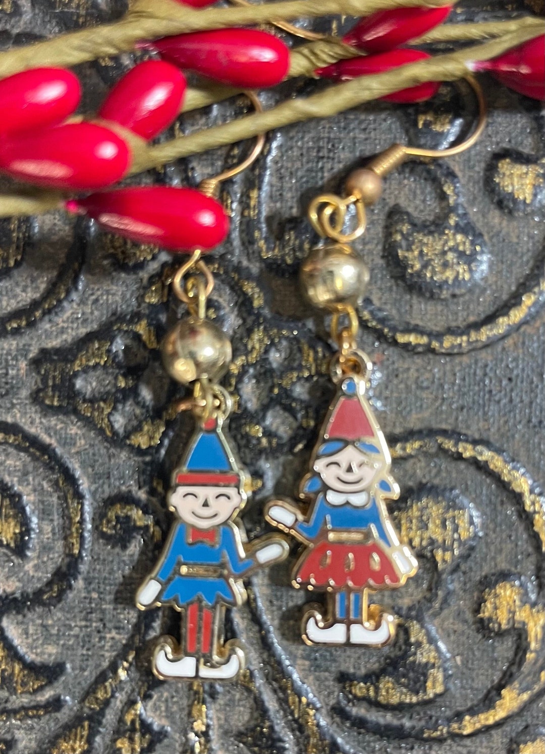 Elf Dangle Earrings / Boy and Girl Elf Earrings / Scandinavian Elf ...