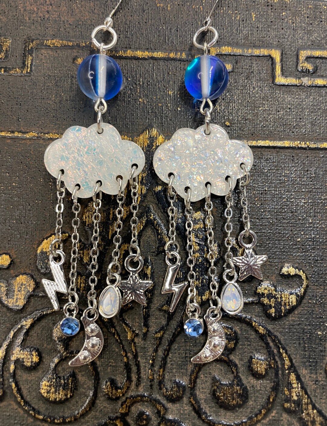 Rain Cloud Dangle Earrings / Weather Earrings / Cloudy Day Earrings ...