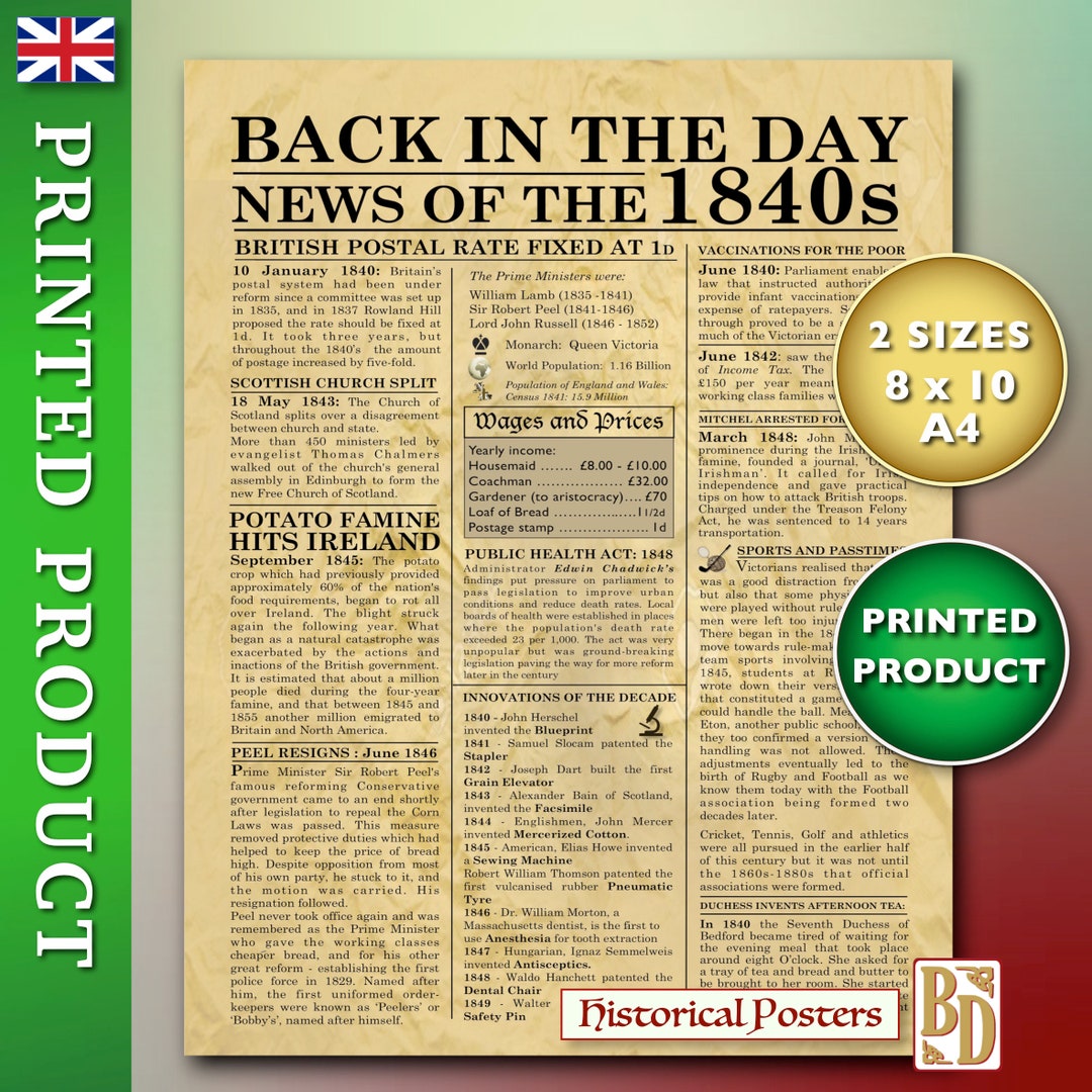 Victorian Style Newspaper, Historical News, 1840s in Britain - Etsy