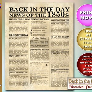 Victorian Style Newspaper Historical News 1850s in Britain | Etsy UK