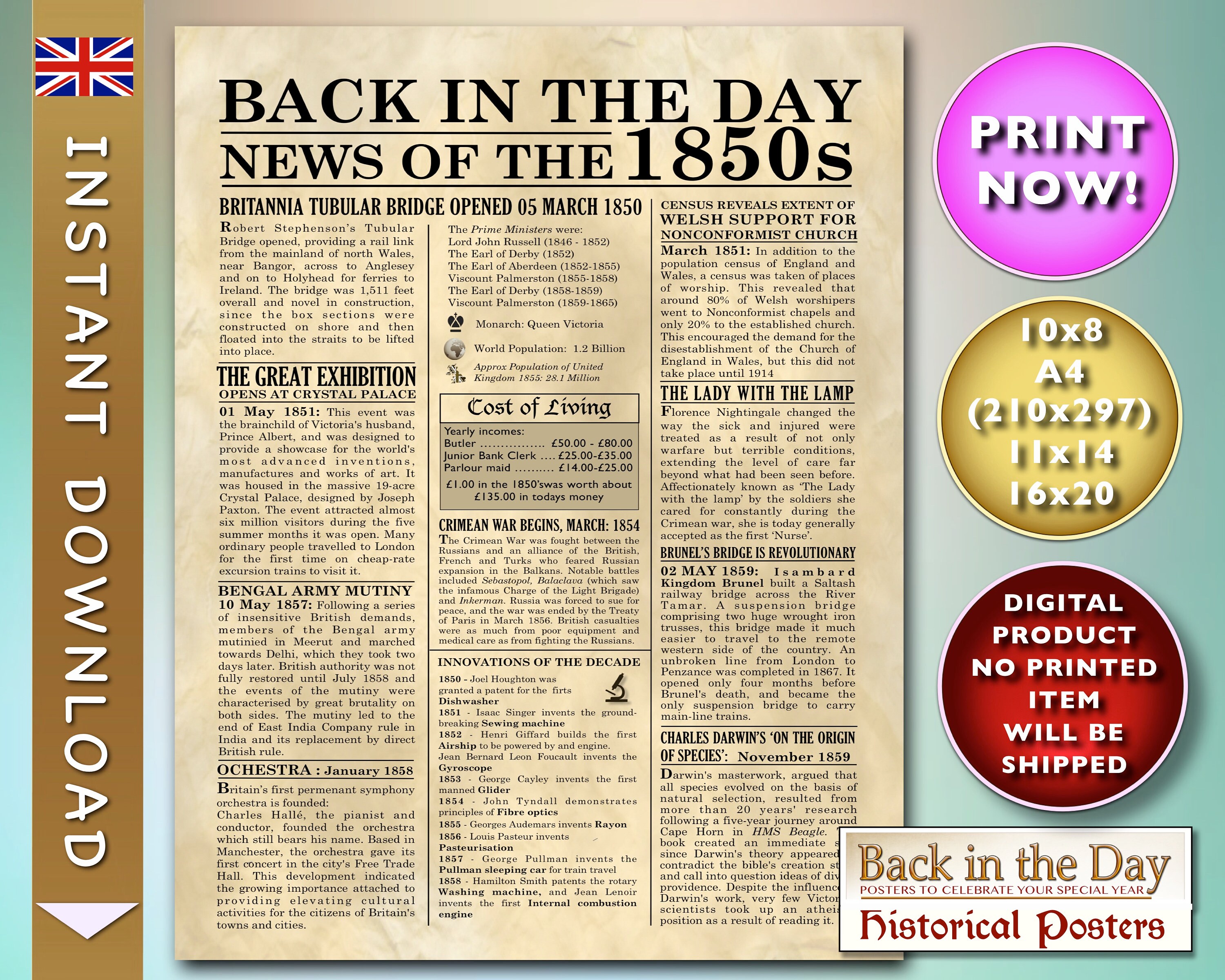 Periódico de estilo victoriano noticias históricas década de - Etsy España