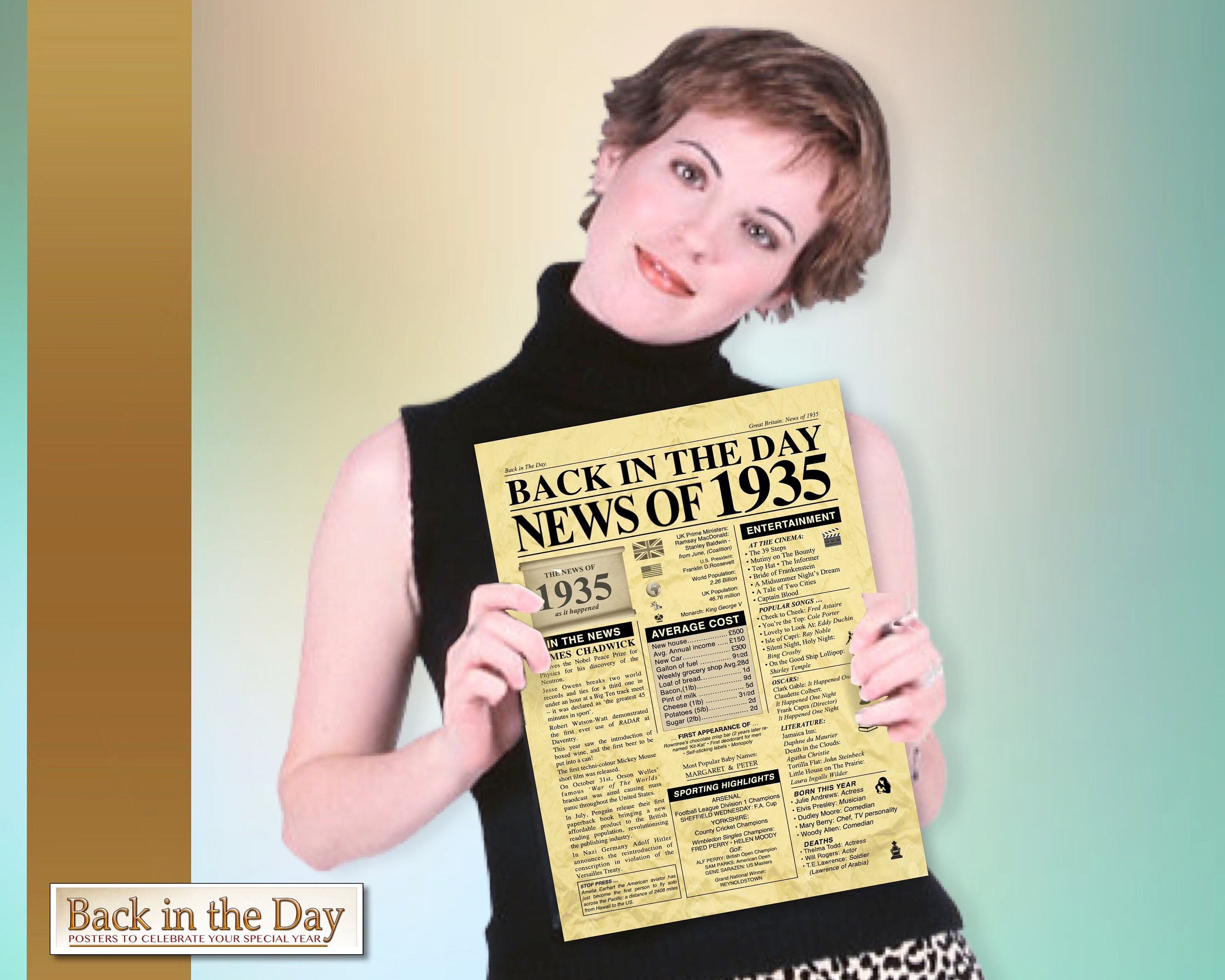 Back in 1935, Old Newspaper Style Poster, UK Version - Etsy