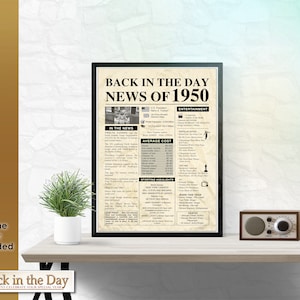 Back in 1950 poster. The year you were born Celebration News | Etsy