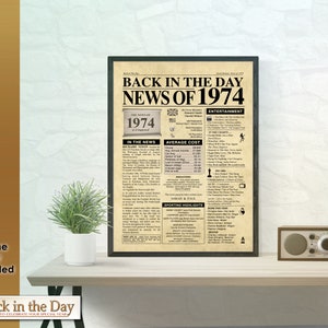 1974, Celebration News Poster, Back in the Day 1974. UK Version - Etsy