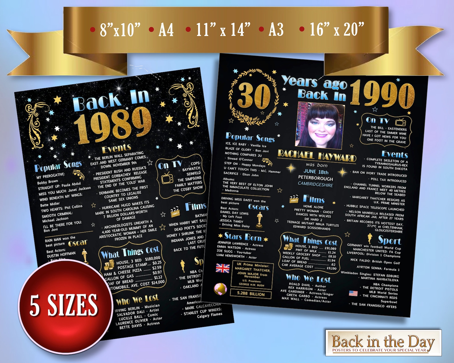 The Year You Were Born,any Year,personalised Chalkboard Style Poster ...