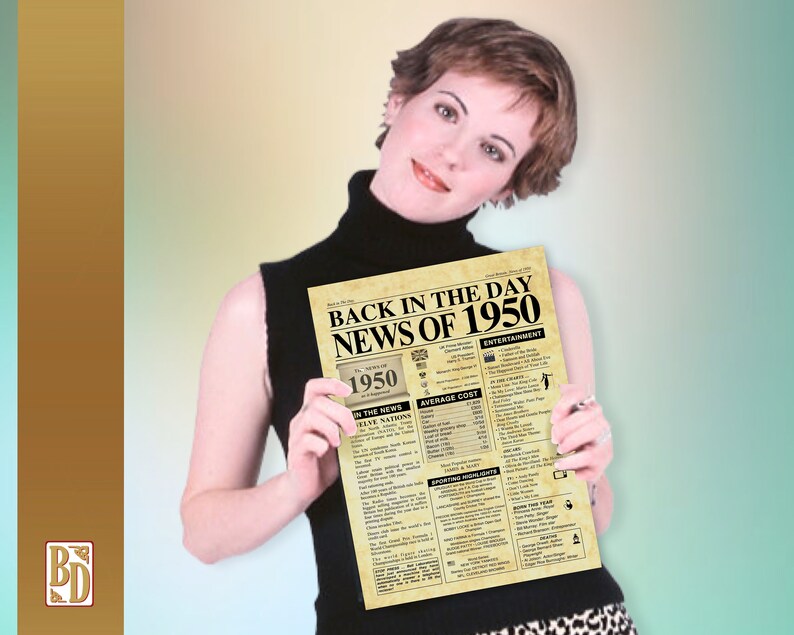 Back in 1950 Poster. the Year You Were Born Celebration News Poster ...