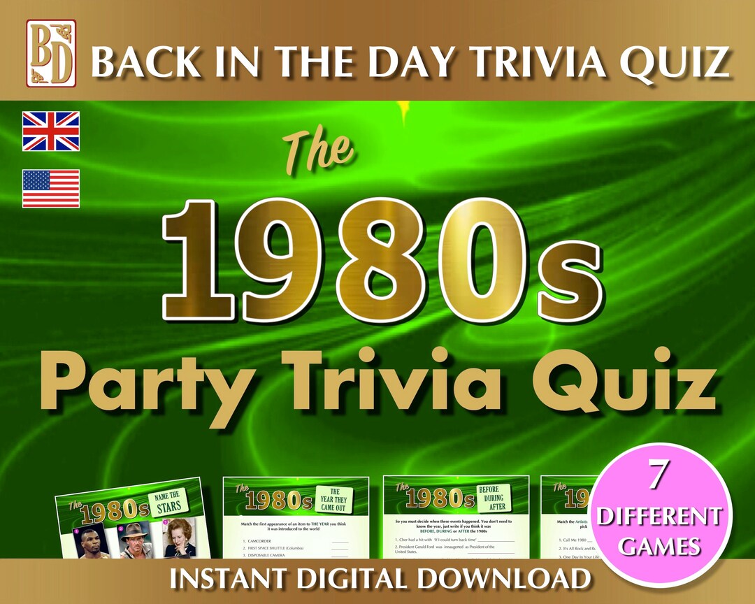 1980's Printable Trivia Quiz Game Bundle Instant - Etsy Australia