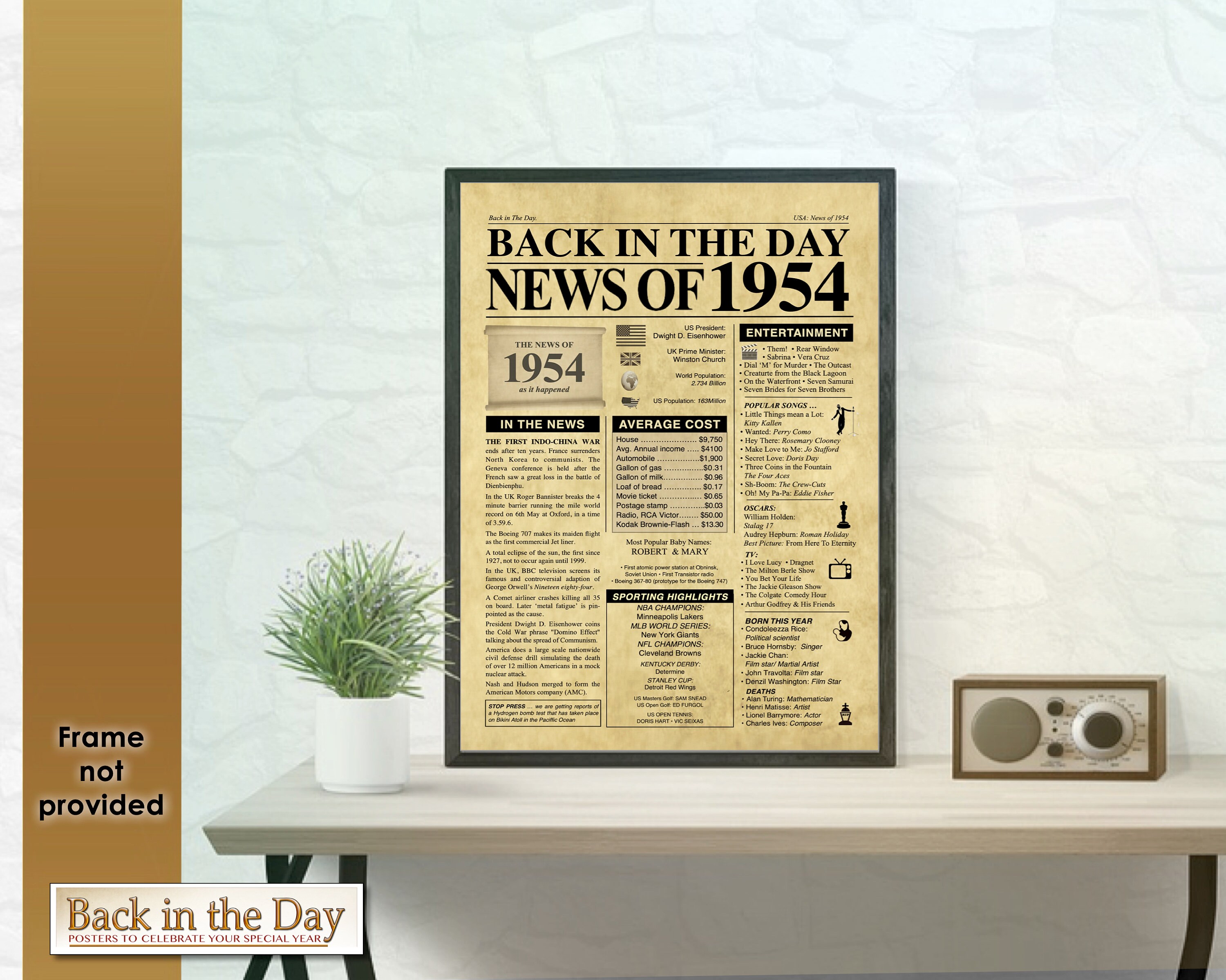 1954, Celebration News Poster, Back in the Day 1954. US Version - Etsy
