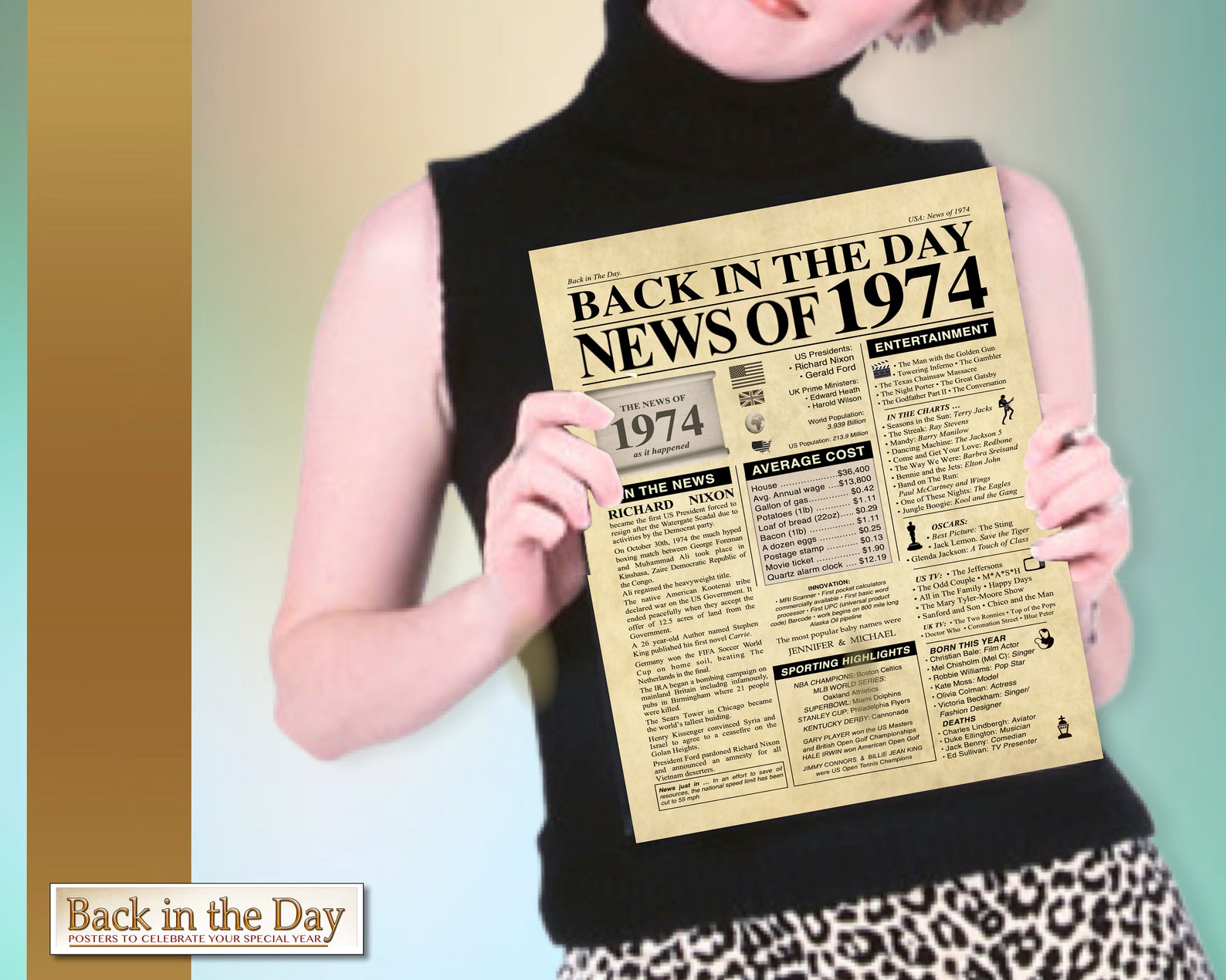 1974, Celebration News Poster, Back in the Day 1974. US Version - Etsy