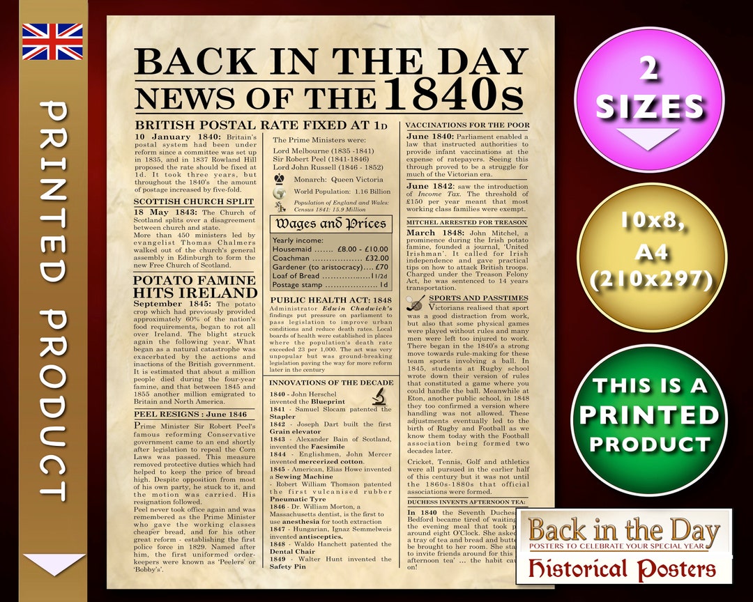 Victorian Style Newspaper Historical News 1840s in Britain - Etsy