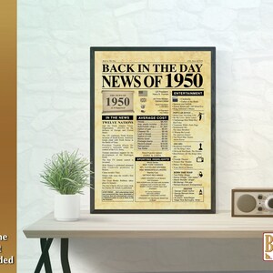Back in 1950 Poster. the Year You Were Born Celebration News Poster ...