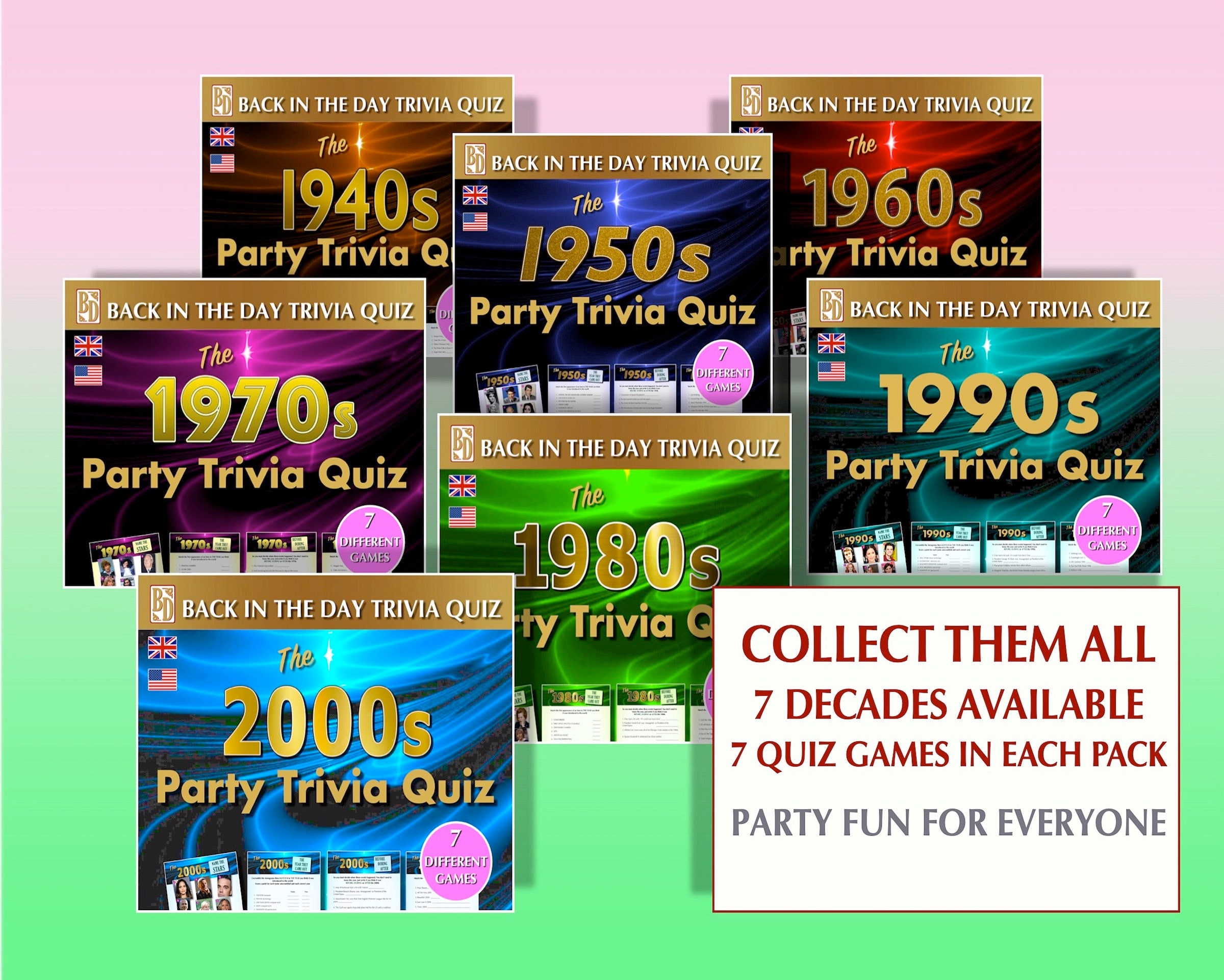 1970's Printable, Trivia Quiz Game Bundle, Instant Download, Party Gift ...