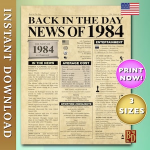 1984, Celebration News Poster, Back in the Day 1984. US Version - Etsy