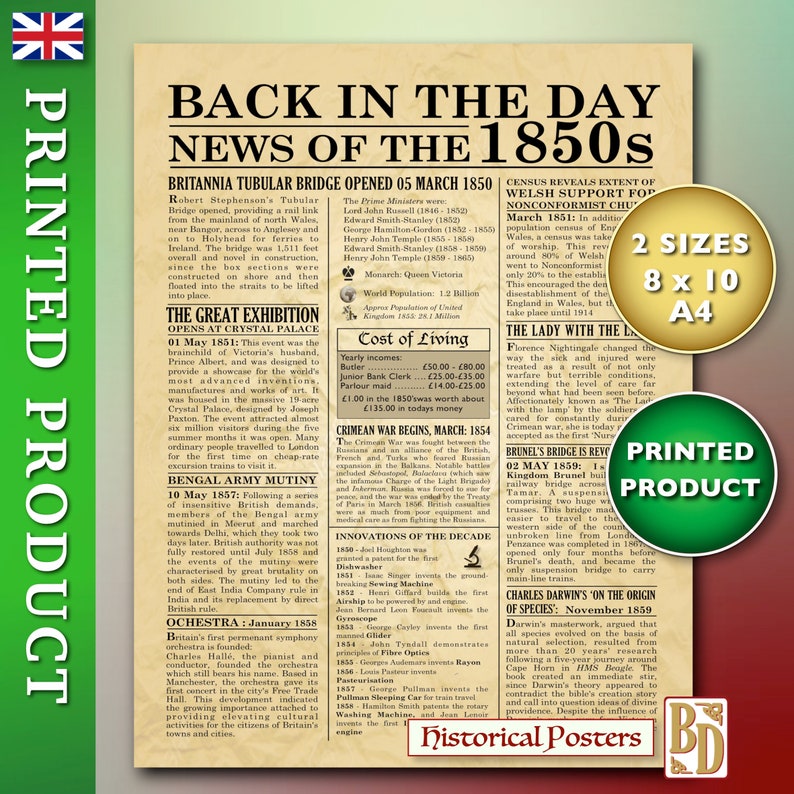 Victorian Style Newspaper, Historical News, 1850s in Britain - Etsy