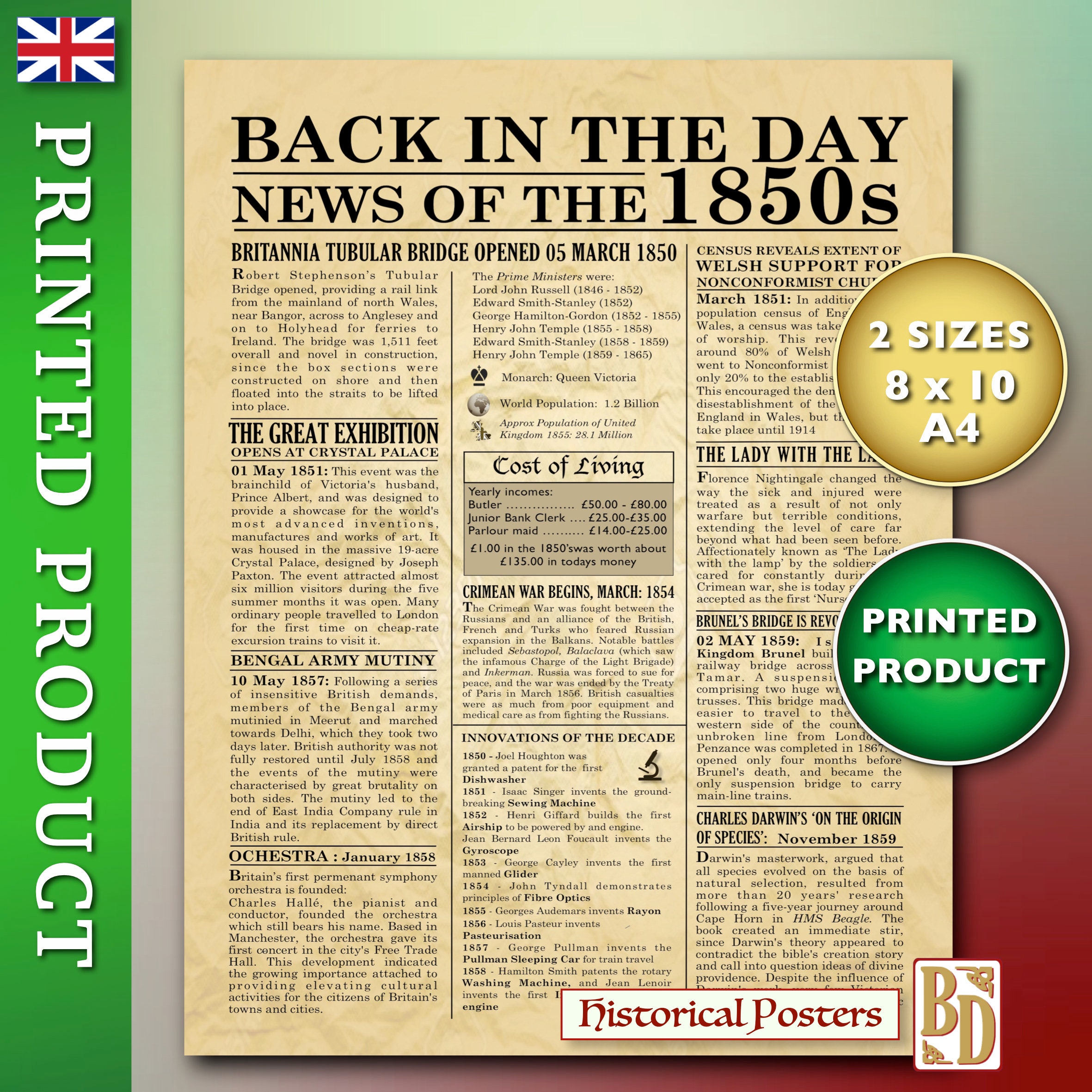 Victorian Style Newspaper, Historical News, 1850s in Britain - Etsy