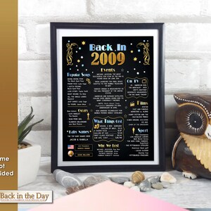 The Year You Were Born 2009, Celebration Chalkboard Style Poster, Back ...