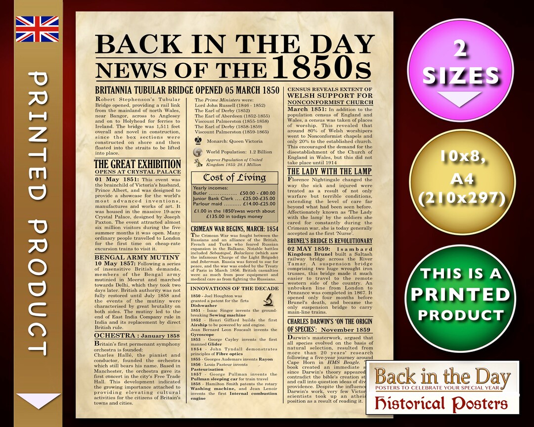 Victorian Style Newspaper Historical News 1850s in Britain - Etsy