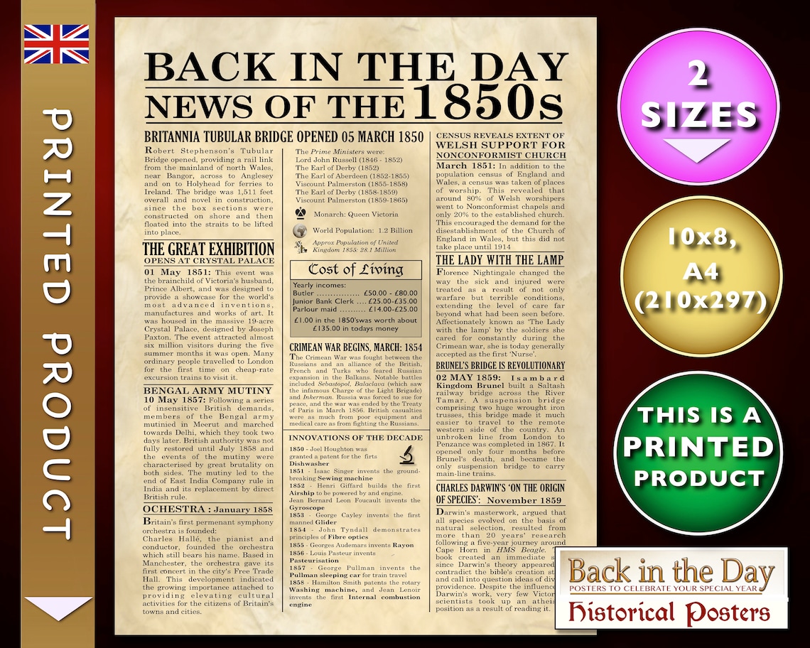 Victorian Style Newspaper Historical News 1850s in Britain | Etsy