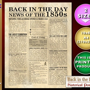 Victorian style newspaper historical news 1850s in Britain | Etsy