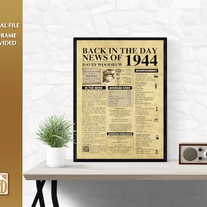 Personalised 1940s Newspaper Poster AND VIDEO UK Version for Any Year ...