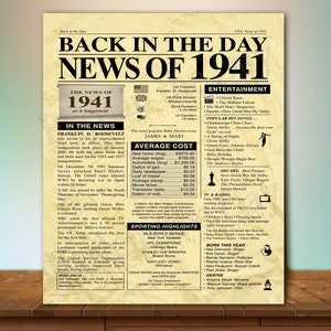 The Year You Were Born 1941, Celebration News Poster, Back in the Day ...