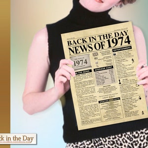 1974, Celebration News Poster, Back in the Day 1974. UK Version - Etsy