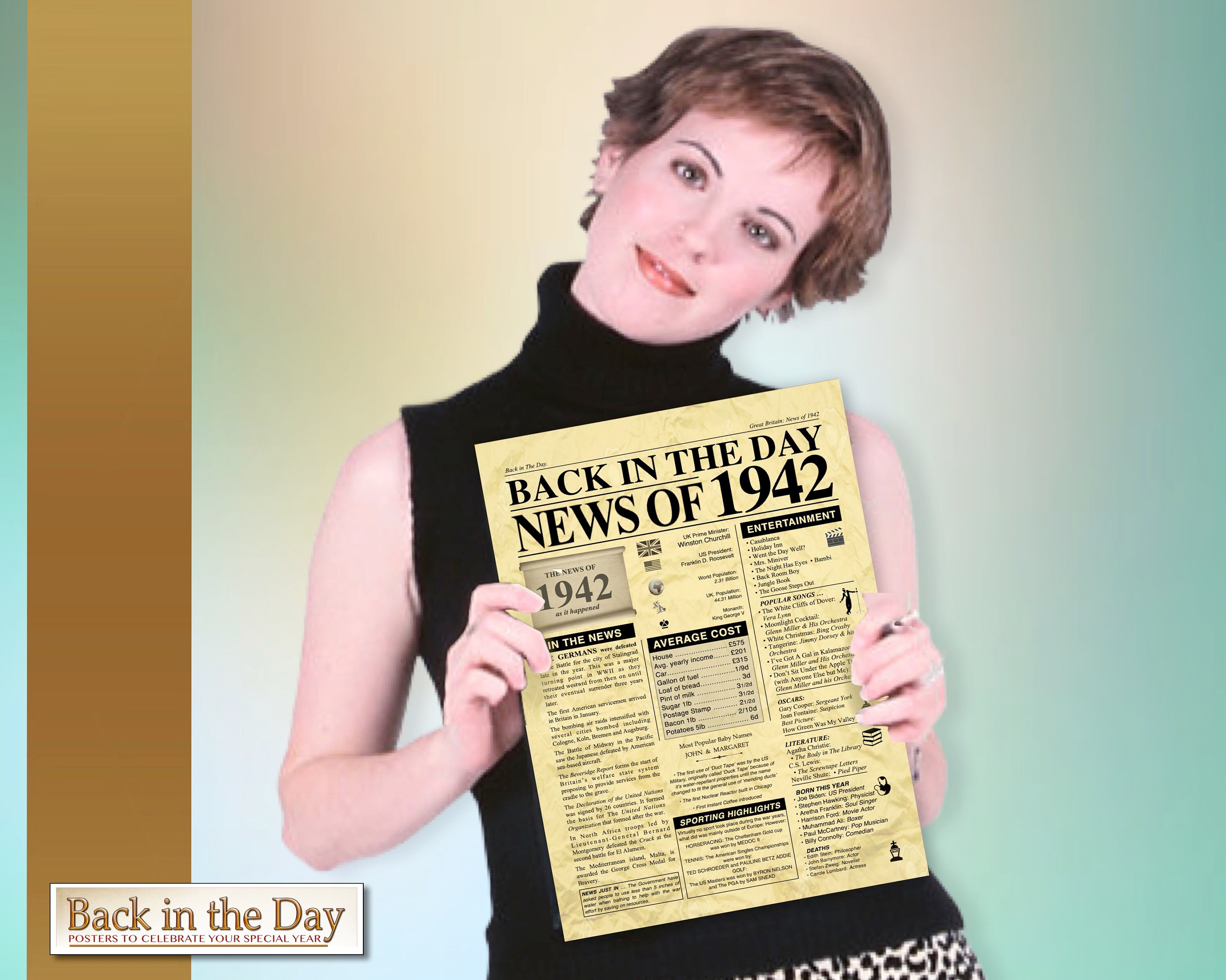 The Year You Were Born 1943, Celebration News Poster, Back in the Day ...